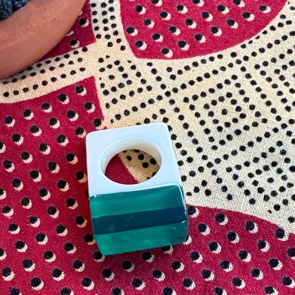 Sobral | Jewelry | Sobral Green And White Geometric Ring | Poshmark
